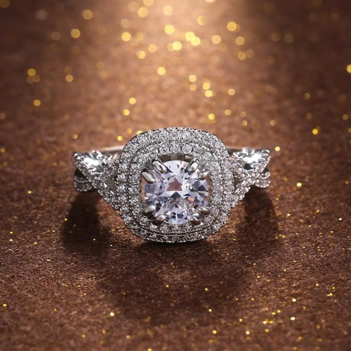 Bague de fiançailles en argent sterling 925 avec zirconium cubique ...
