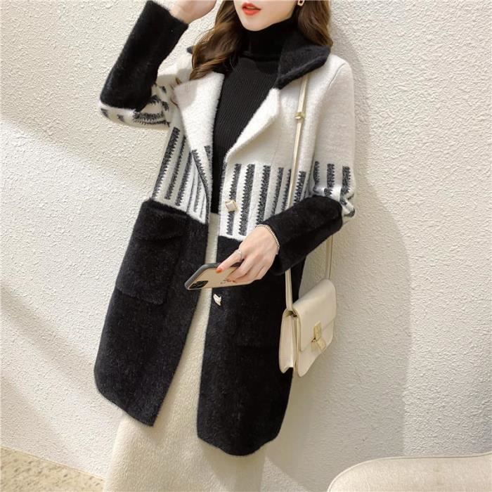 CRAZE Automne Hiver Femmes Veste Imperméable Vison Moyen Long Pull En ...