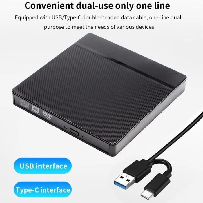 Graveur de CD et DVD externe de Type C,USB 3.0,lecteur et enregistreur ...
