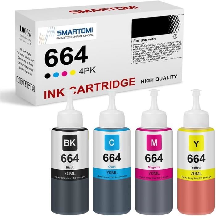 T664 664 Bouteille D'Encre Compatible Avec Epson T664 664 Cartouche D'Encre Pour Et-2500 Et-2550 ...