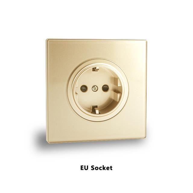Prise,EU-G--Prises électriques murales, panneau en verre, or, gris ...