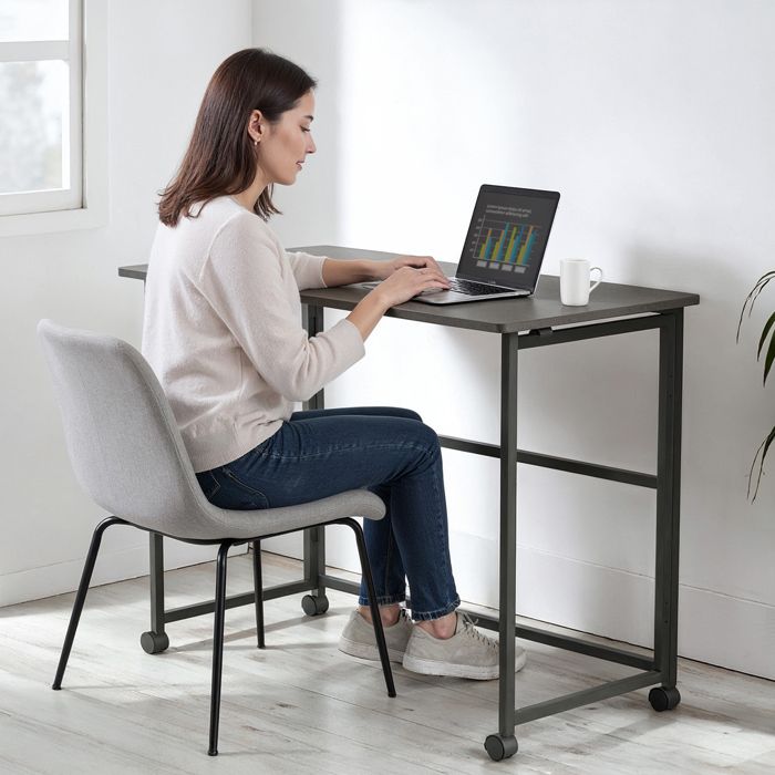 Maclean table pliante, noire, mobile, plateau 100x50cm, max. 50kg, MC ...
