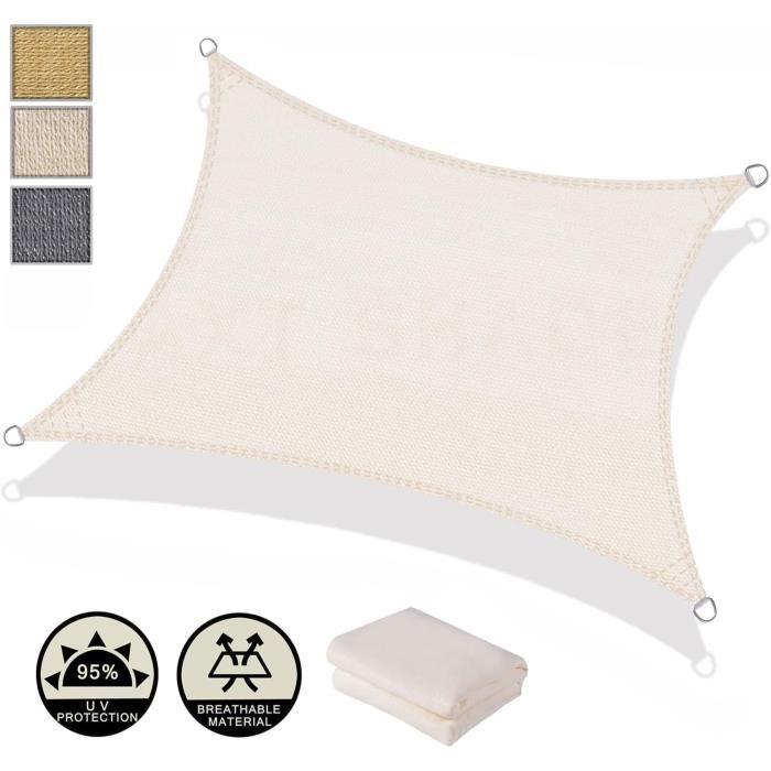 Voile D'Ombrage Rectangulaire 3,5X4,5M Toile Ombrage Hdpe Respirant Uv ...