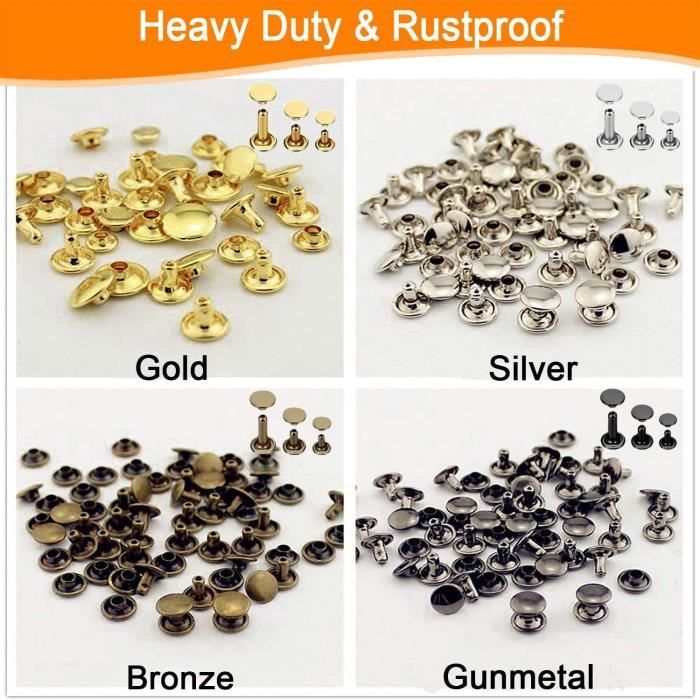 RIVET,10x12mm-Bronze--Double capuchon métallique Rivets, clou rond pour ...