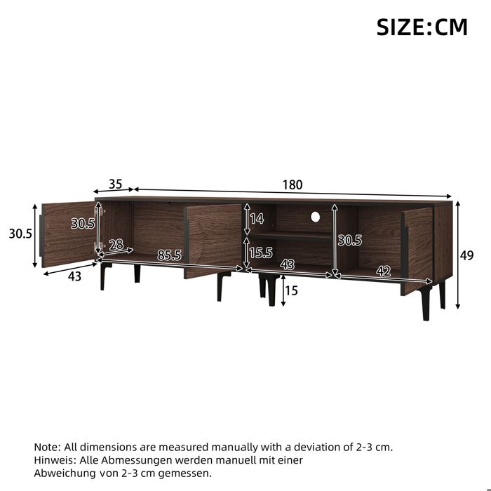 MeubleTV, avec compartiments de rangement ouverts, Meuble Tele Bas pour ...