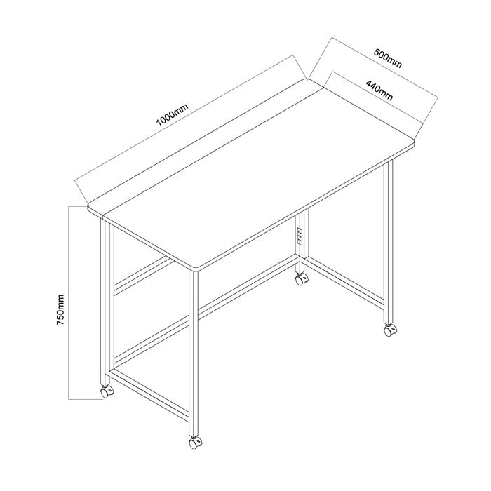 Maclean table pliante, noire, mobile, plateau 100x50cm, max. 50kg, MC ...