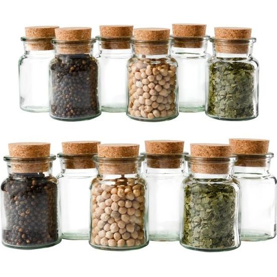 Mambocat set de 12 pots à épices | Capacité 150 ml | pot en verre ...