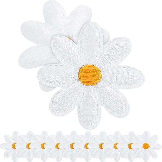 DX01640-20 Pièces Patch Fleur de Marguerite Patchs Thermocollants Appliqués à Fleurs Patches ...