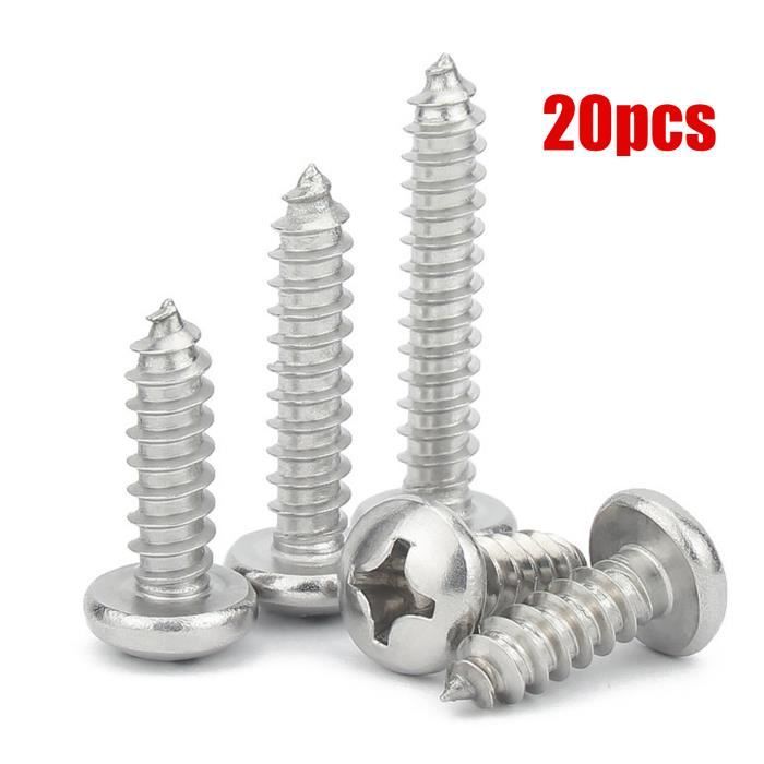 M5 x 16mm 20 Pcs Tête ronde Vis à bois 304 Acier inoxydable Vis ...