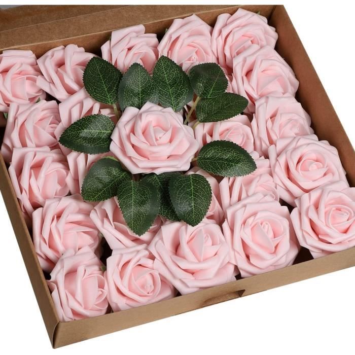 Lot De 25 Rose Artificielles Fleurs Fausse Roses Faux Mousse Réalistes ...