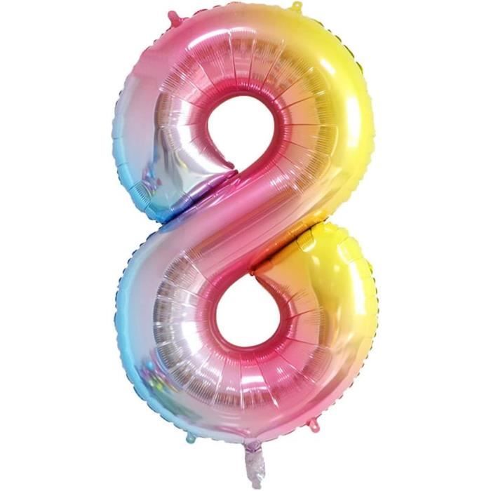 Ballon 8 Ans Pastel, Ballon Chiffre 8 Anniversaire 100 Cm, Ballon ...