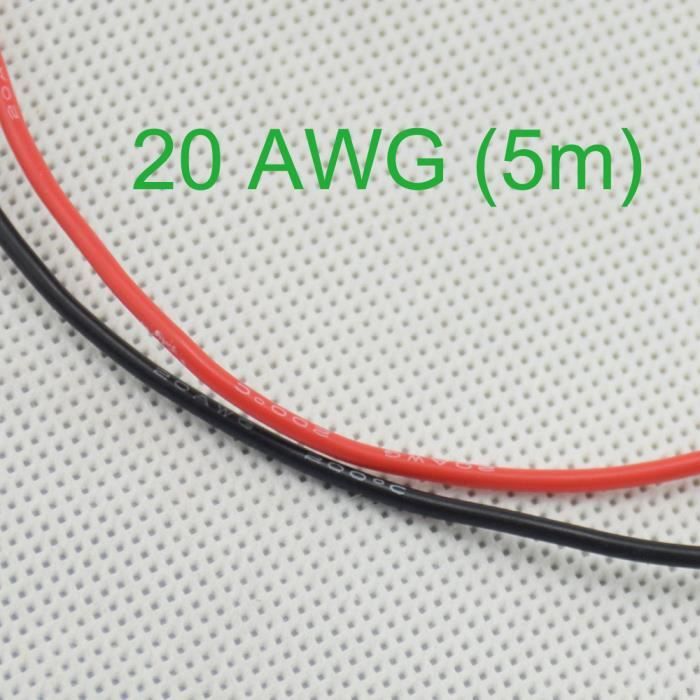 20AWG Câble Fil électrique souple cuivre , 2.5m Rouge + 2.5m Noir Pour ...
