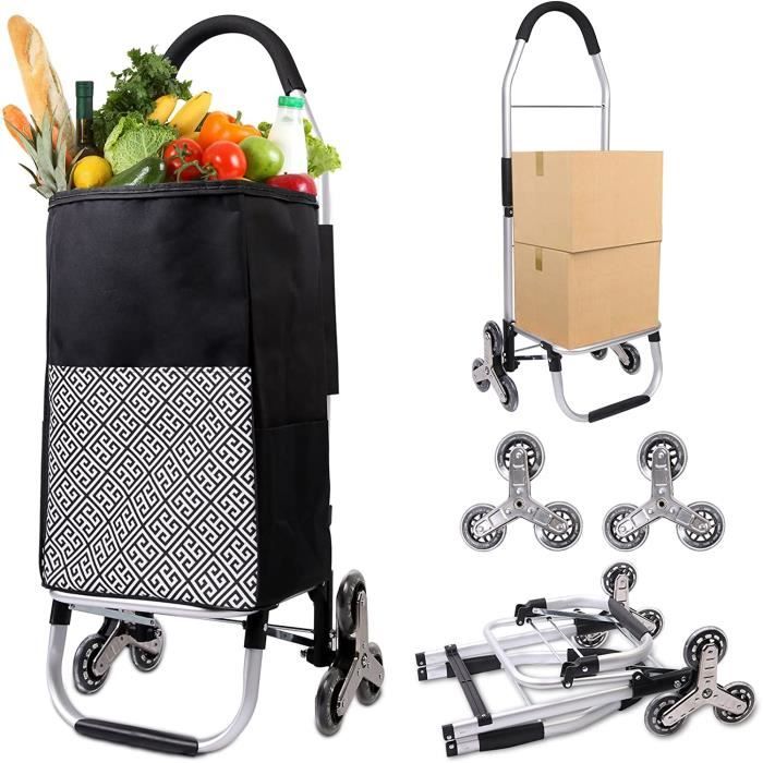 Chariot de Course Pliable 6 Roues, Caddy de Courses à roulettes 45L ...