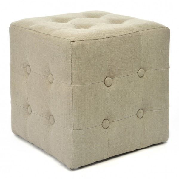 Pouf carré lin J-Line - Beige - Cdiscount Maison