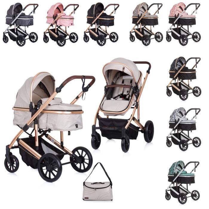 Chipolino Poussette combinée 2 en 1 Enigma, siège transformable, jusqu'à 22 kg [beige / marron ...