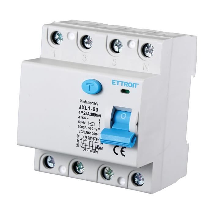 Interrupteur Différentiel Pur, 4P 300Ma 6Ka 415Vac, Sauvetage Différentiel, Occupe 4 Modules Din ...