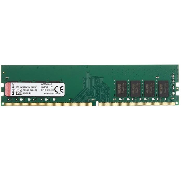 Mémoire RAM DDR4 - Kingston - KVR26N19S8/8 - 8 Go - 2666 MHz - ECC ...
