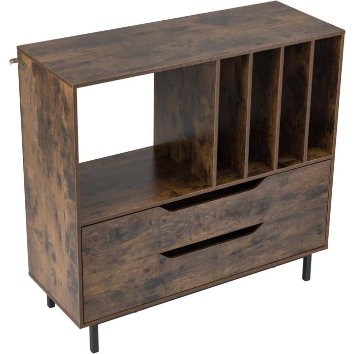 GOPLUS Meuble de Rangement 91x36x87CM,4 Niveaux pour 300 Albums Disques ...