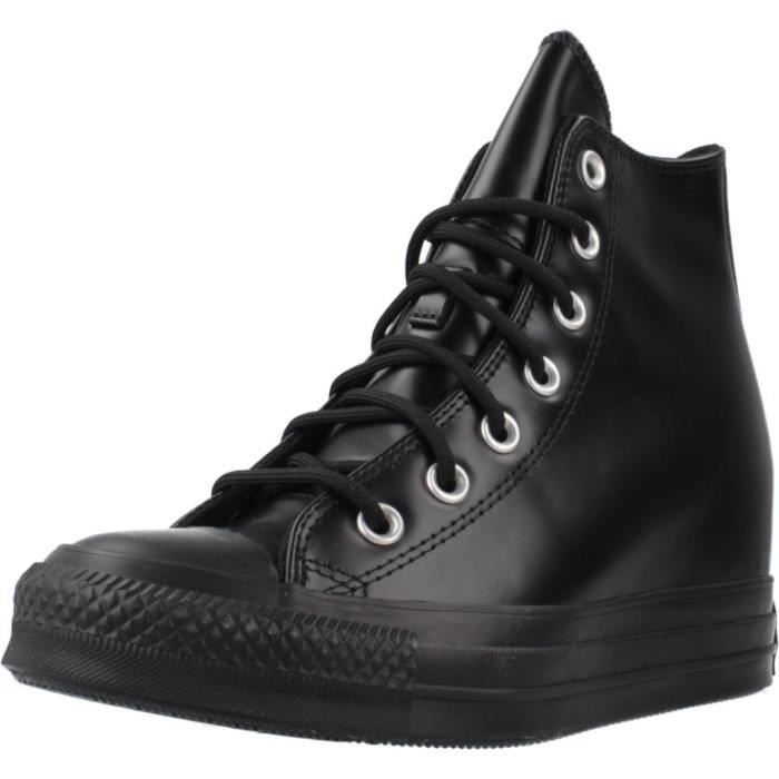 Baskets - CONVERSE - Chuck Taylor All Star Wedge - Noir - Cuir - Talon ...