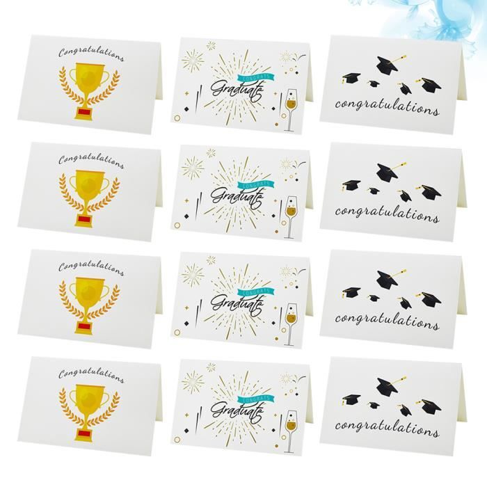12 pcs Félicitation Graduation Bénédiction Carte Creative Cadeau Carte ...