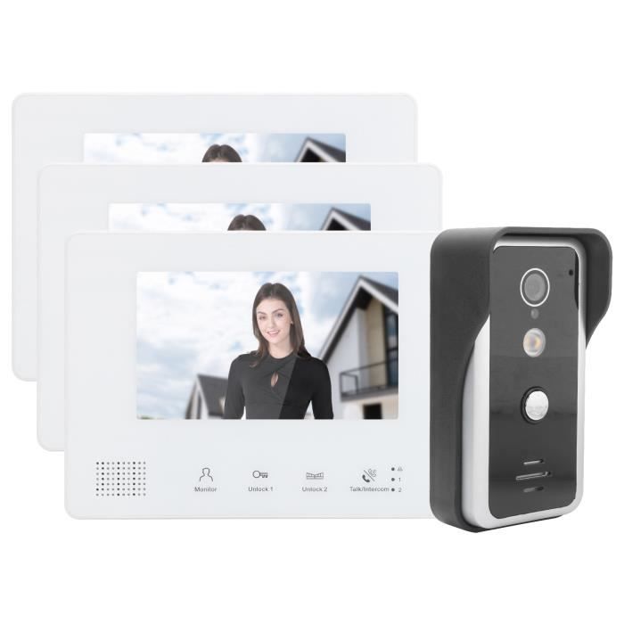 VBESTLIFE Interphone vidéo Kit Sonnette Vidéo Système à 2 Fils LCD TFT ...