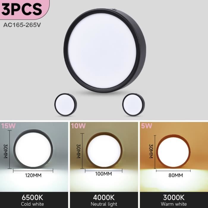 SPOTS,TypeB 3pcs 220V-25W Neutral White-WHITE--Spot lumineux Led pour ...