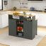 Ilot de cuisine table de bar rabattable - multi-rangement - MDF gris ...
