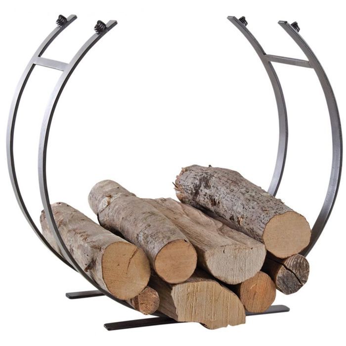 Porte bûche - Design - Fer forgé - Gris - Dimensions 46x21x42 ...