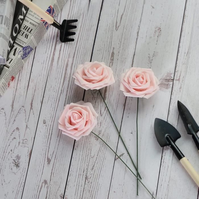 Lot De 25 Rose Artificielles Fleurs Fausse Roses Faux Mousse Réalistes ...