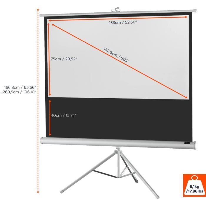 Ecran De Projection Mobile Sur Pied - Portable Avec Support Pré ...