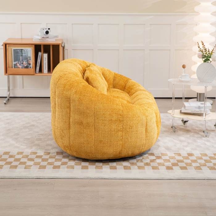 LEMONBEST Canapé pouf 2 places Lazy 150×95×63 cm - Chenille jaune ...