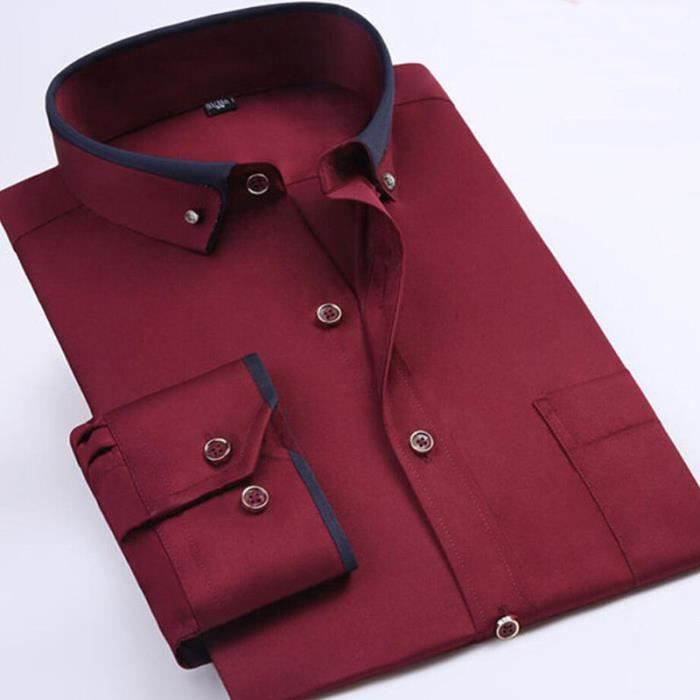 Chemise-chemisette,Chemise de mariage formelle à manches longues pour ...