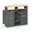 Ilot de cuisine table de bar rabattable - multi-rangement - MDF gris ...