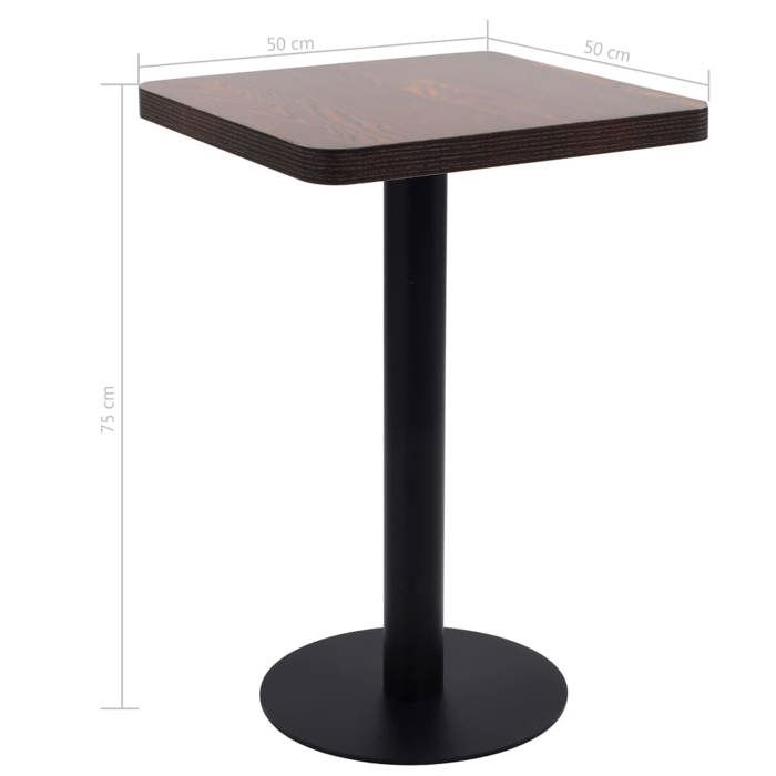 VidaXL Table de bistro Marron foncé 50x50 cm MDF 286428 - Cdiscount Jardin