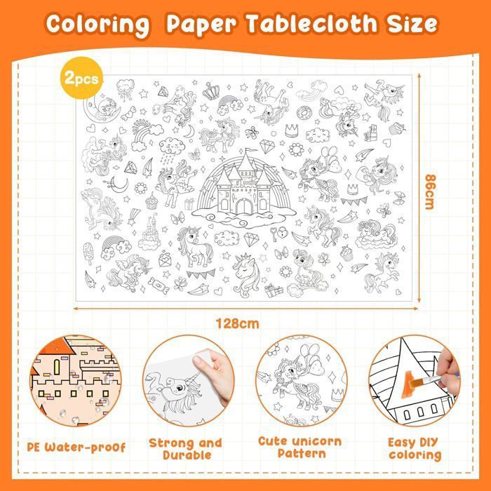 2pcs Papier à colorier pour enfants - Nappe à colorier 128x86cm ...