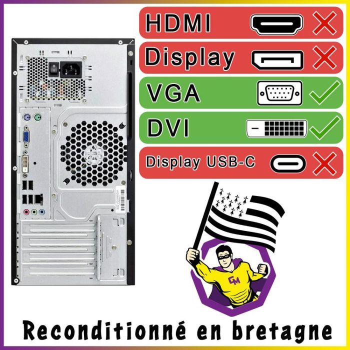 PC Fujitsu Esprimo P420 Tour Ecran 22" Intel I7-4770 RAM 8Go SSD 240Go ...