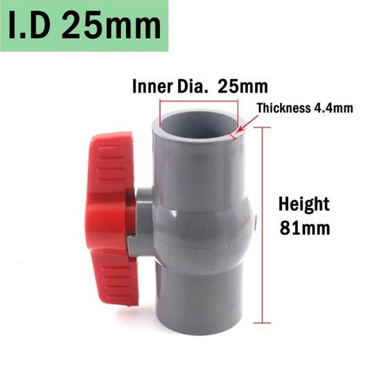 ID25mm-Robinet À Bille Pvc Gris Avec Filetage Et Type De Prise 1-2 "~ 2 ...