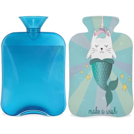 Bouillotte En Forme De Chat Licorne Sirène Avec Housse Moelleuse De 2 L ...