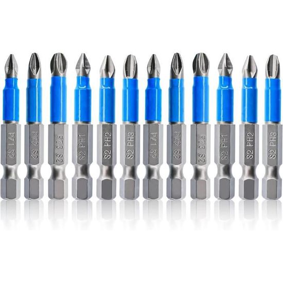 Lot De 12 Tournevis Cruciformes Torx Ph1 Ph2 Ph3 Pz1 Pz2 Pz3 - 1-4" X 50 Mm - Magnétique - En ...