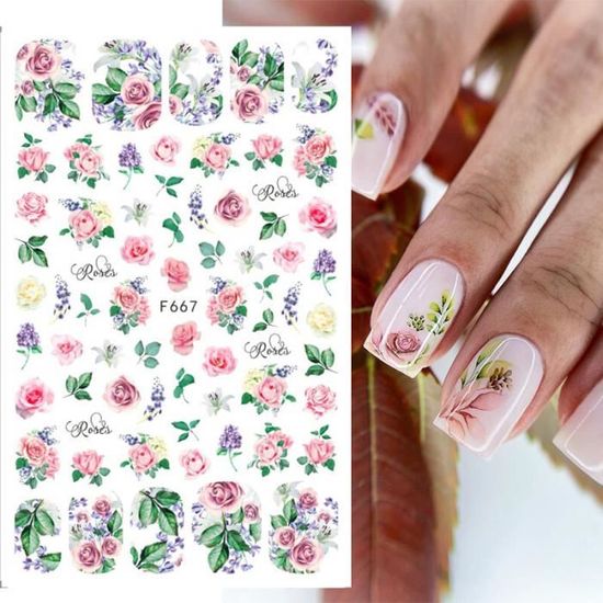 Nail art,Autocollant 3D papillon à fleurs pour ongles,décalcomanies de ...
