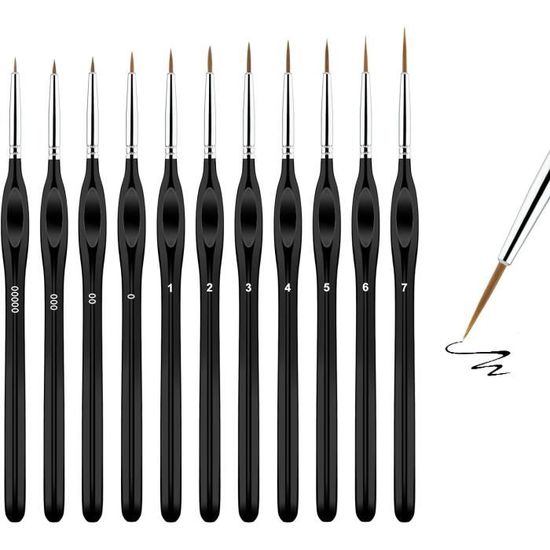 Timsome Lot De 11 Pinceaux De Peinture Pour Détails Fins - Tailles ...