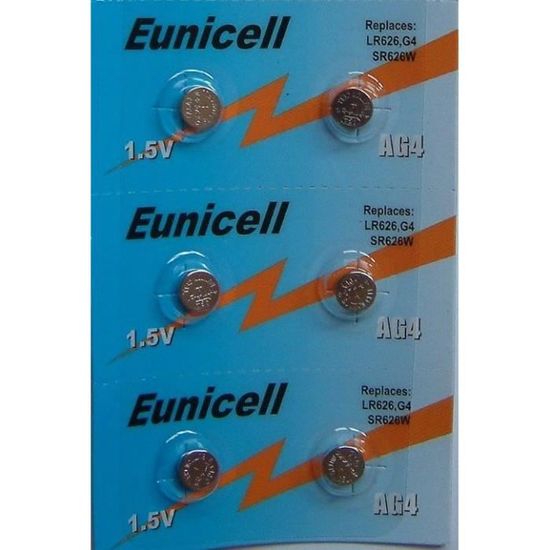Eunicell AG4 Lot de 6 piles alcaline bouton Type G4 LR66 LR66SW LR626 ...