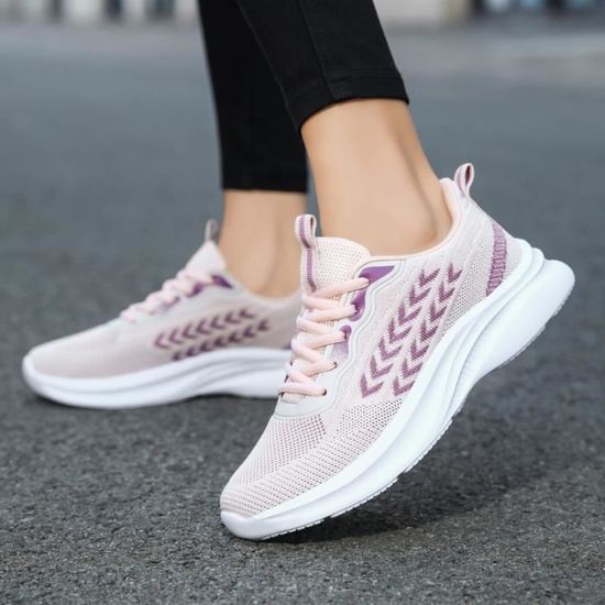 Baskets Femme Casual Respirant Léger Jogging - AIEVIS - Violet - Plat ...