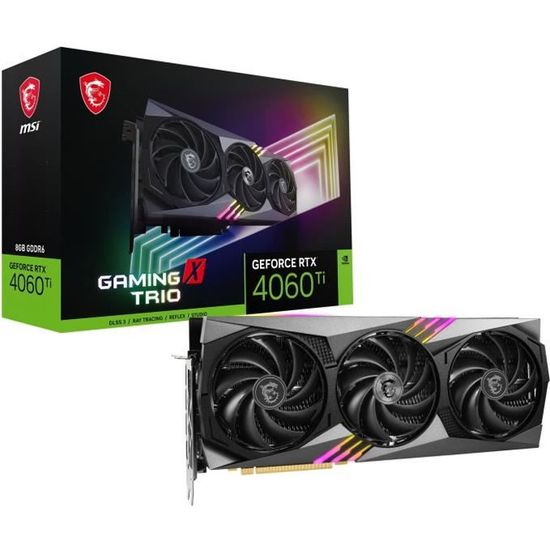 MSI - Nvidia - Carte Graphique - RTX 4060 Ti GAMING X TRIO - 8Go ...