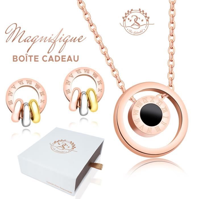 Parure collier et boucles d'oreilles Time Baignés dans l'Or. Magnifique ...