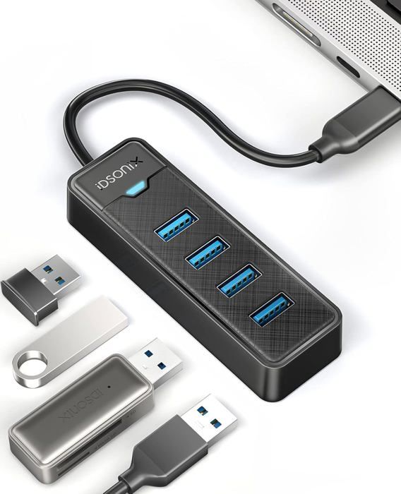 Hub USB C, iDsonix 4 Ports Hub USB 3.0 Portable avec 5Gbps Transmission ...