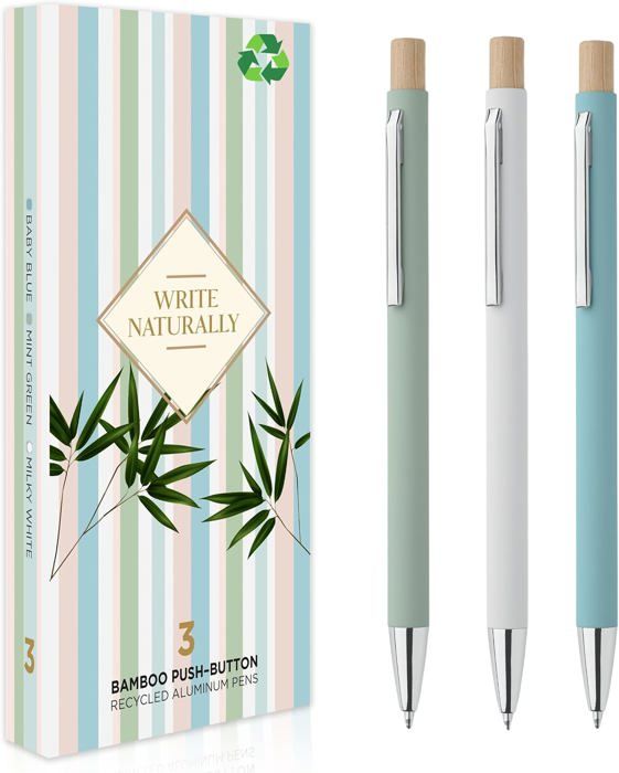 Stylos mignons et originaux 3pcs stylos à offrir en aluminium et bambou ...