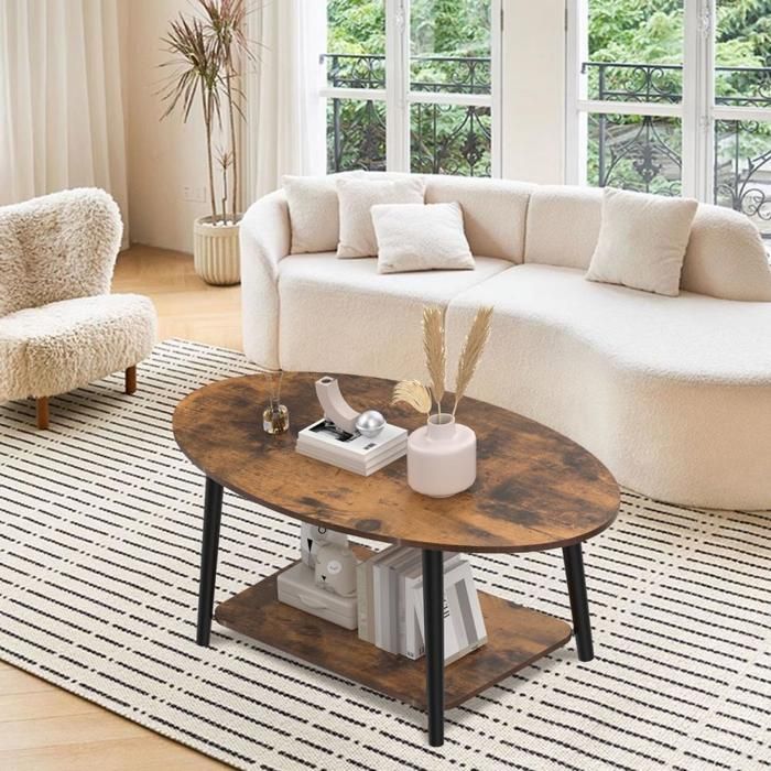 SUPFINE Table Basse Ovale Scandinave - Tables d'appoint en Bois - Table ...