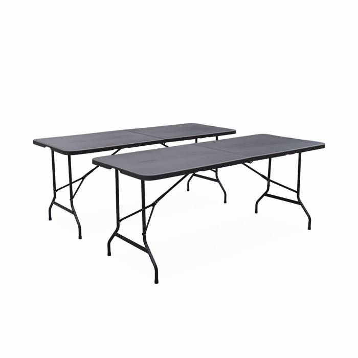 Lot de 2 tables de réception. pliables 180cm. grise foncé. table ...