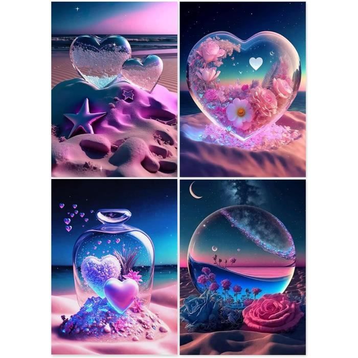 Diamond Painting, 4 Pack Broderie Diamant Kit Complet, Diy 5D Peinture ...